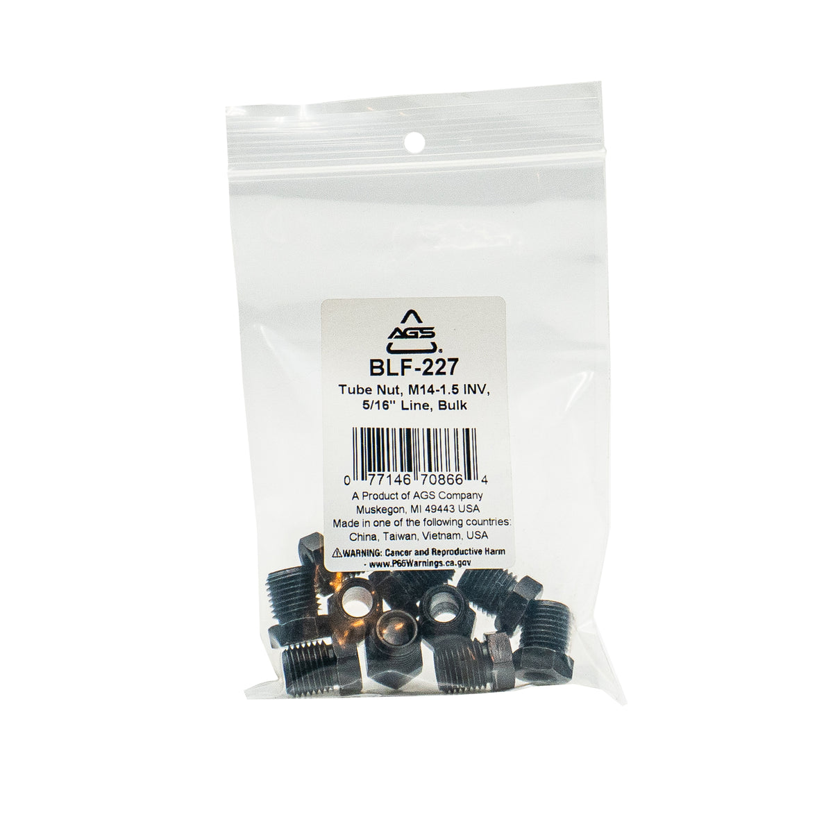 Black Oxide Tube Nut, M14-1.5 INV, 5/16" Line | AGS