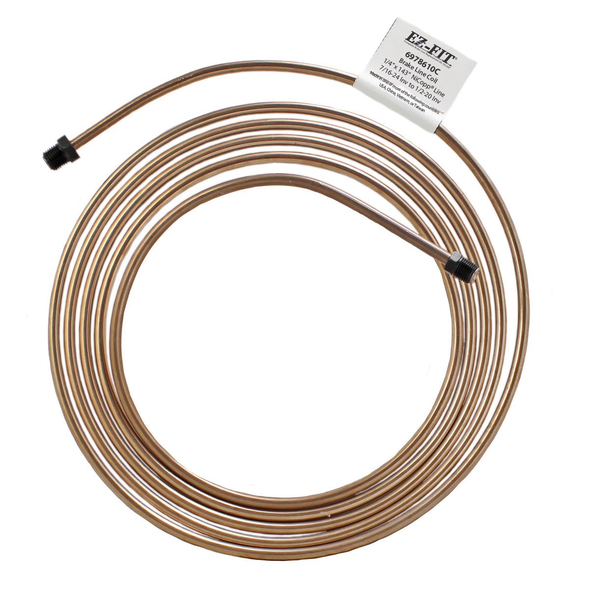 EZ-Fit Nickel Copper Brake Line - 1/4" x 141", (7/16-24 I)(1/2-20 I ...